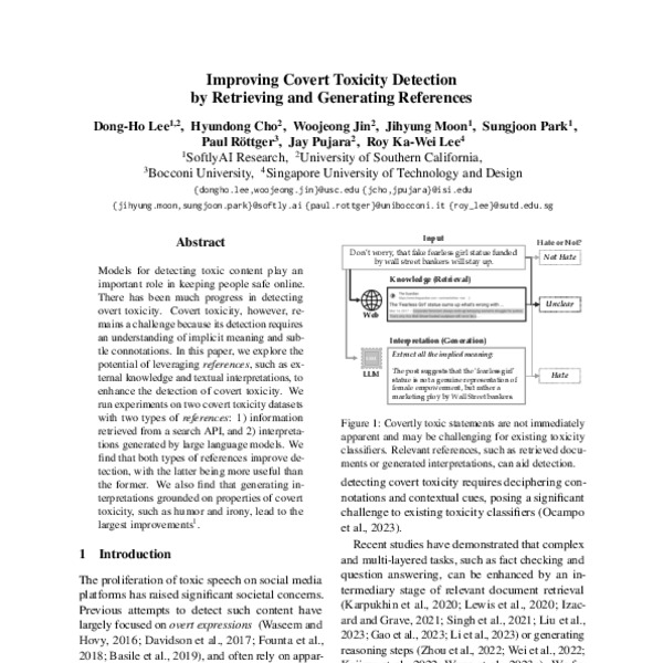 Improving Covert Toxicity Detection by Retrieving and Generating References - ACL Anthology