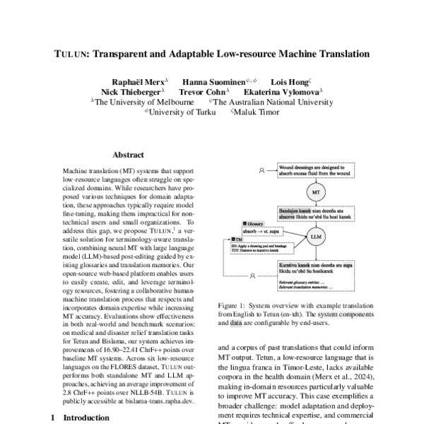 Tulun: Transparent and Adaptable Low-resource Machine Translation - ACL Anthology