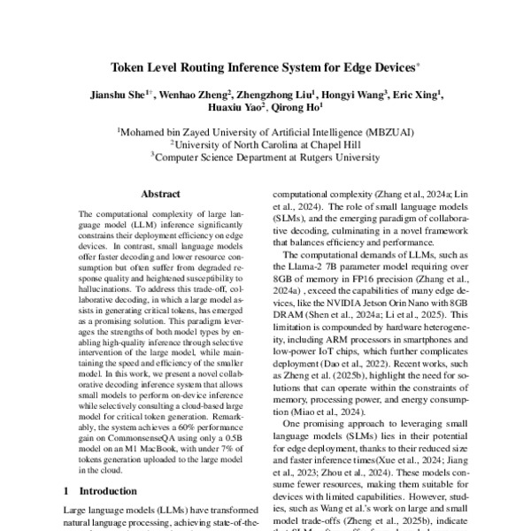 Token Level Routing Inference System for Edge Devices - ACL Anthology