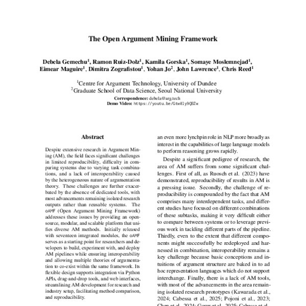 The Open Argument Mining Framework - ACL Anthology