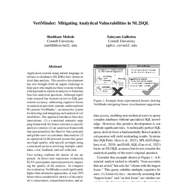 VeriMinder: Mitigating Analytical Vulnerabilities in NL2SQL - ACL Anthology
