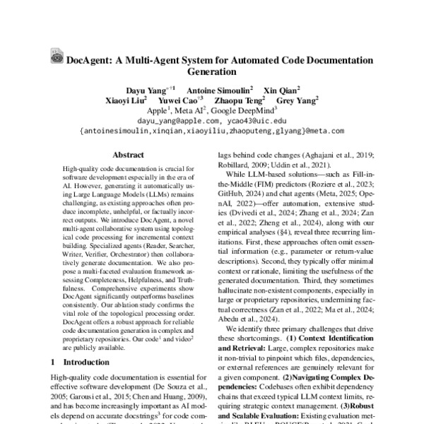 Docagent A Multi Agent System For Automated Code Documentation Generation Acl Anthology