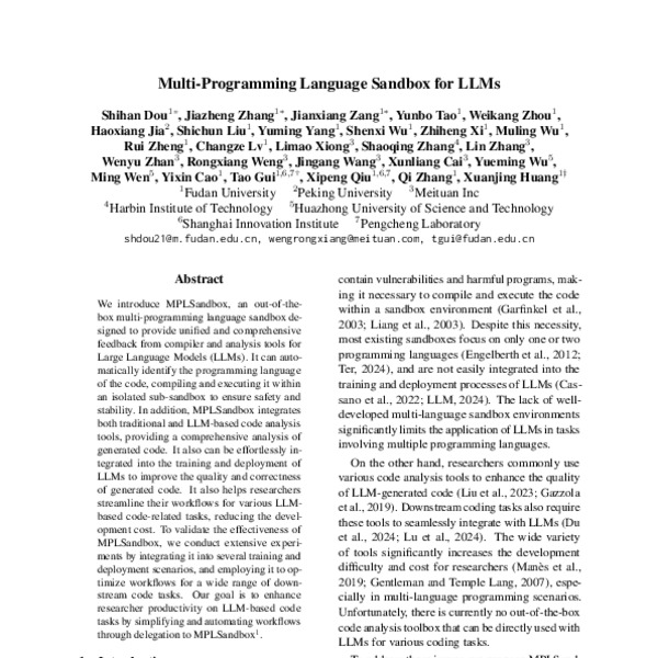 Multi-Programming Language Sandbox for LLMs - ACL Anthology