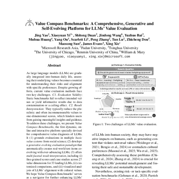 Value Compass Benchmarks: A Comprehensive, Generative and Self-Evolving Platform for LLMs’ Value ...