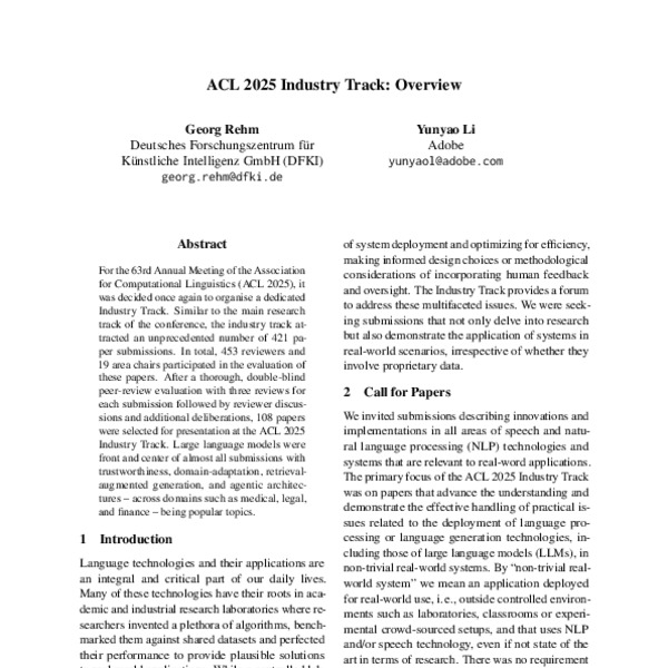 ACL 2025 Industry Track: Overview - ACL Anthology