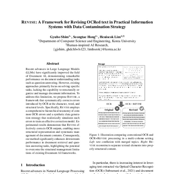 REVISE: A Framework for Revising OCRed text in Practical Information Systems with Data ...
