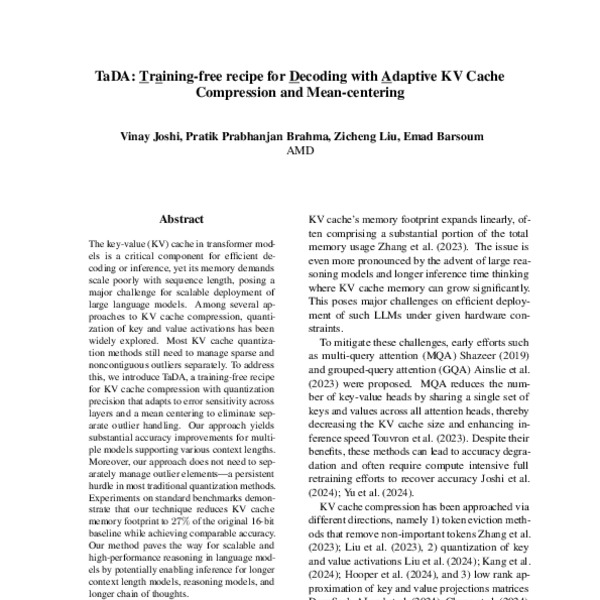 TaDA: Training-free recipe for Decoding with Adaptive KV Cache ...