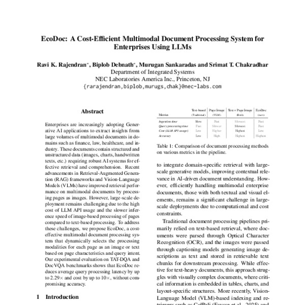 EcoDoc: A Cost-Efficient Multimodal Document Processing System for Enterprises Using LLMs - ACL ...