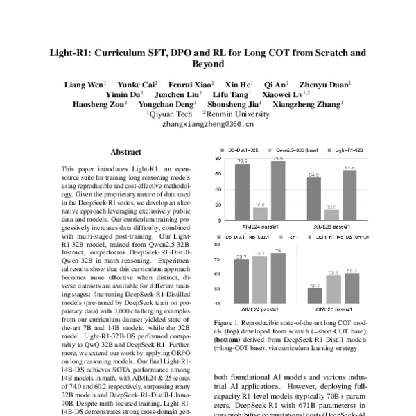 Light-R1: Curriculum SFT, DPO and RL for Long COT from Scratch and ...