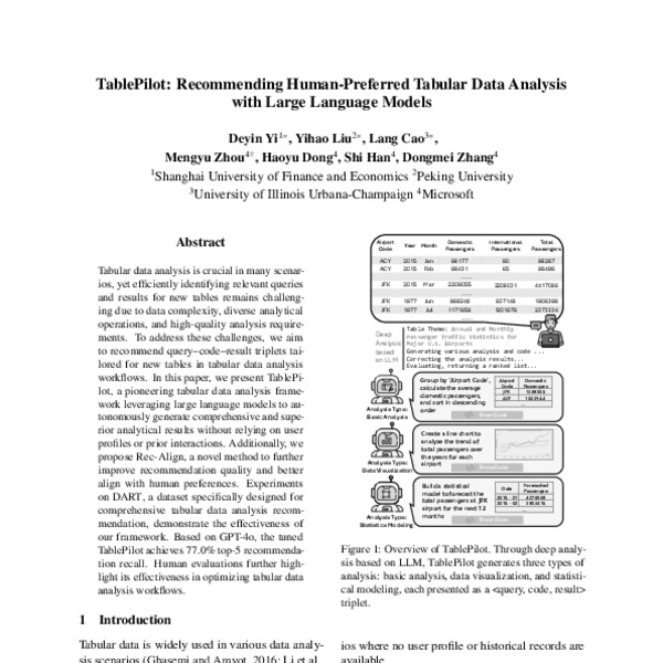 TablePilot: Recommending Human-Preferred Tabular Data Analysis with ...