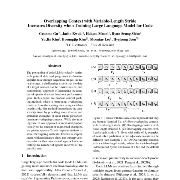 Overlapping Context with Variable-Length Stride Increases Diversity when Training Large Language ...