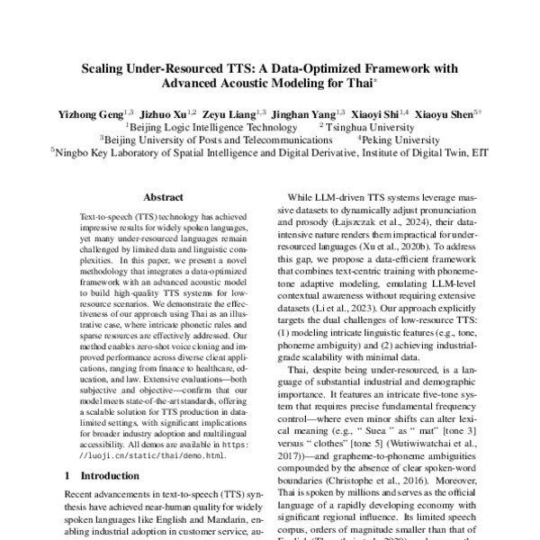 Scaling Under Resourced Tts A Data Optimized Framework With Advanced Acoustic Modeling For Thai