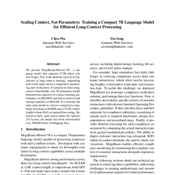 Scaling Context, Not Parameters: Training a Compact 7B Language Model for Efficient Long-Context ...