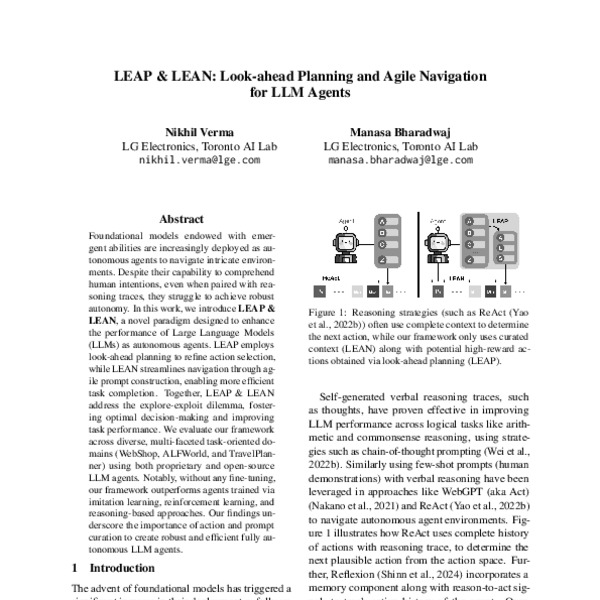 LEAP & LEAN: Look-ahead Planning and Agile Navigation for LLM Agents - ACL Anthology