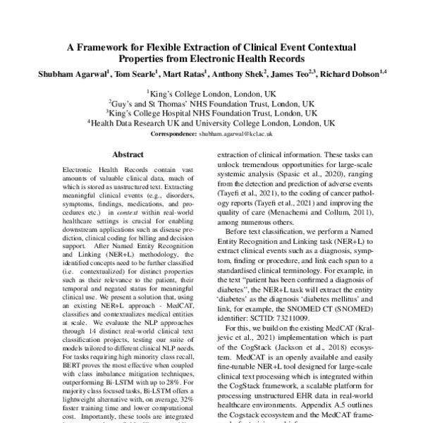 A Framework For Flexible Extraction Of Clinical Event Contextual Properties From Electronic