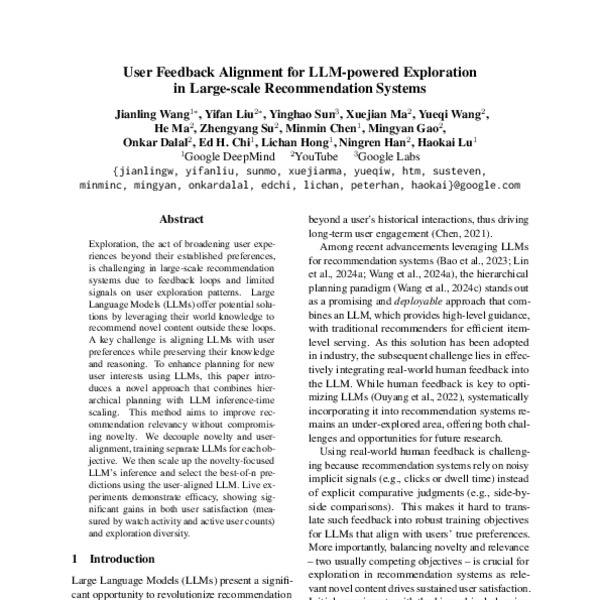 User Feedback Alignment For Llm Powered Exploration In Large Scale Recommendation Systems Acl