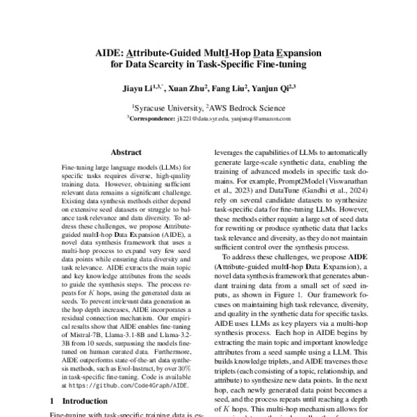 AIDE: Attribute-Guided MultI-Hop Data Expansion for Data Scarcity in ...