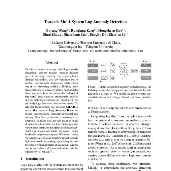 Towards Multi-System Log Anomaly Detection - ACL Anthology