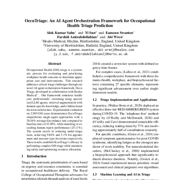 OccuTriage: An AI Agent Orchestration Framework for Occupational Health ...