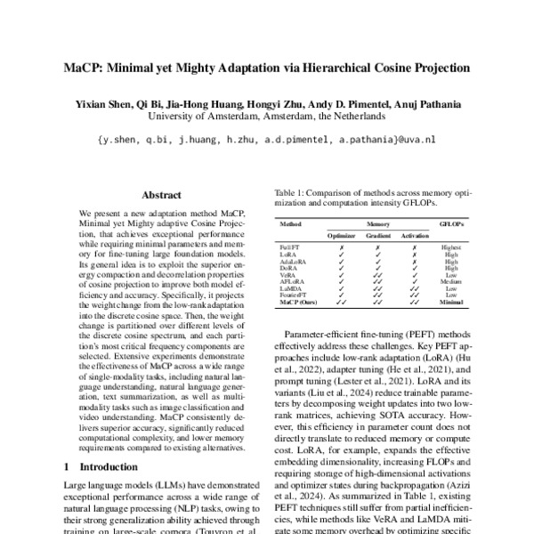 MaCP: Minimal yet Mighty Adaptation via Hierarchical Cosine Projection ...