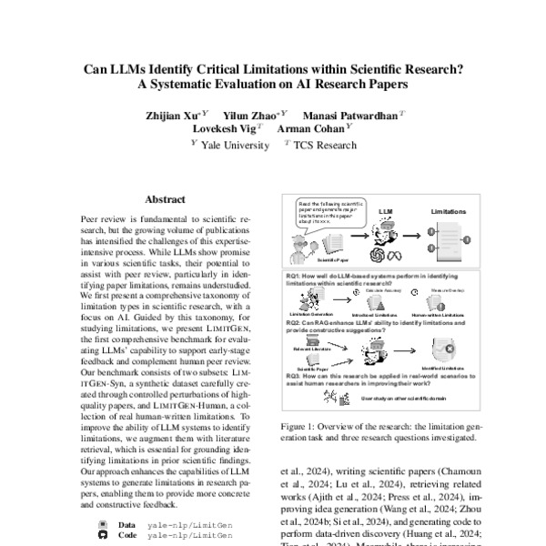 Can LLMs Identify Critical Limitations within Scientific Research? A ...