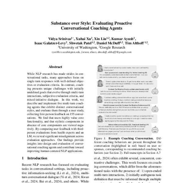 Substance over Style: Evaluating Proactive Conversational Coaching ...