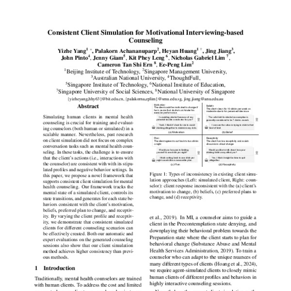 Consistent Client Simulation for Motivational Interviewing-based ...
