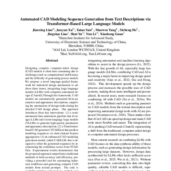 Automated Cad Modeling Sequence Generation From Text Descriptions Via Transformer Based Large
