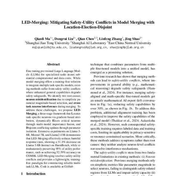 LED-Merging: Mitigating Safety-Utility Conflicts in Model Merging with ...