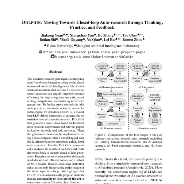 Dolphin: Moving Towards Closed-loop Auto-research through Thinking, Practice, and Feedback - ACL ...