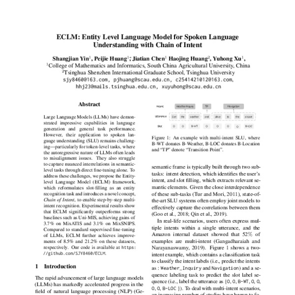 ECLM: Entity Level Language Model for Spoken Language Understanding with Chain of Intent - ACL ...