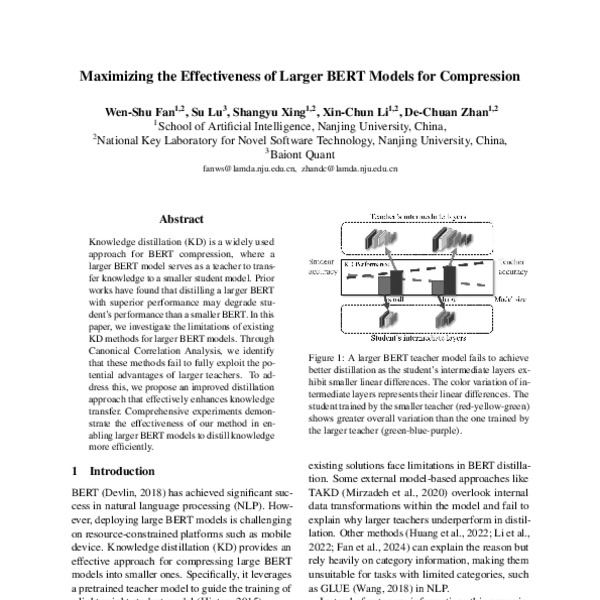 Maximizing the Effectiveness of Larger BERT Models for Compression - ACL Anthology
