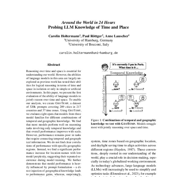 Around the World in 24 Hours: Probing LLM Knowledge of Time and Place - ACL Anthology