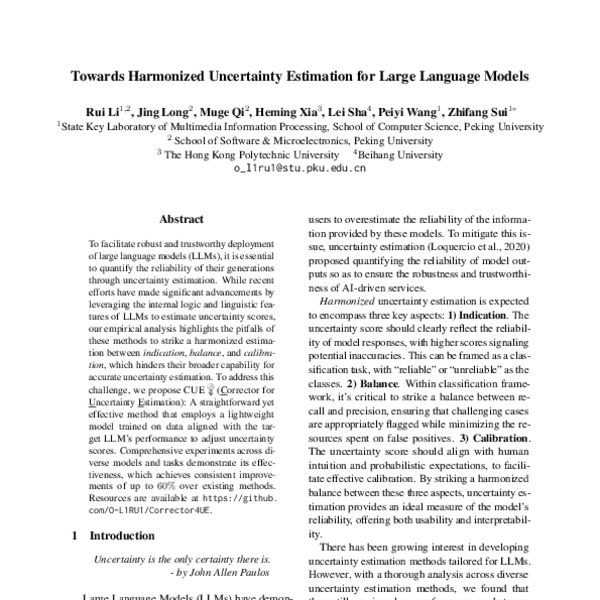 Towards Harmonized Uncertainty Estimation for Large Language Models - ACL Anthology