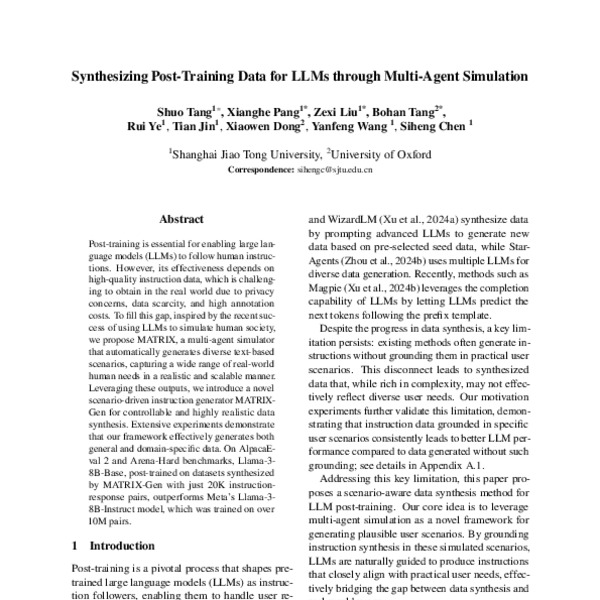 Synthesizing Post Training Data For Llms Through Multi Agent Simulation Acl Anthology