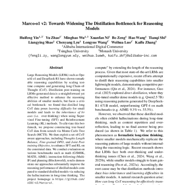 Marco-o1 v2: Towards Widening The Distillation Bottleneck for Reasoning Models - ACL Anthology