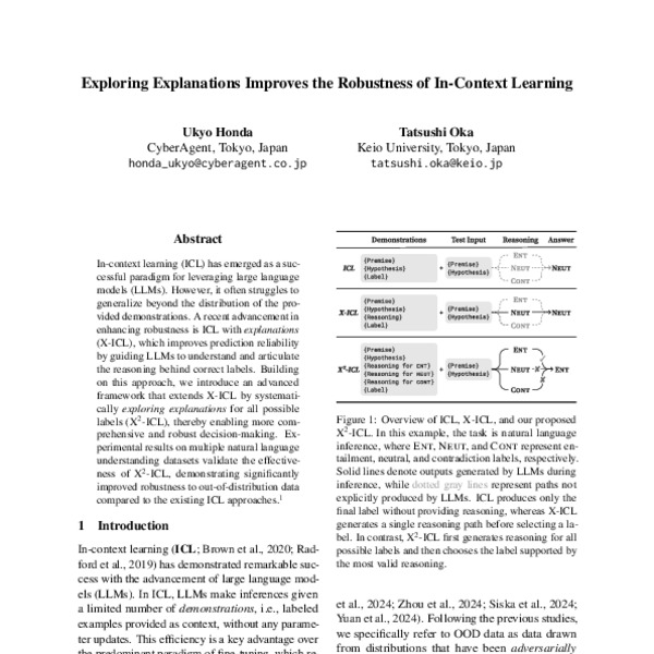 Exploring Explanations Improves the Robustness of In-Context Learning - ACL Anthology