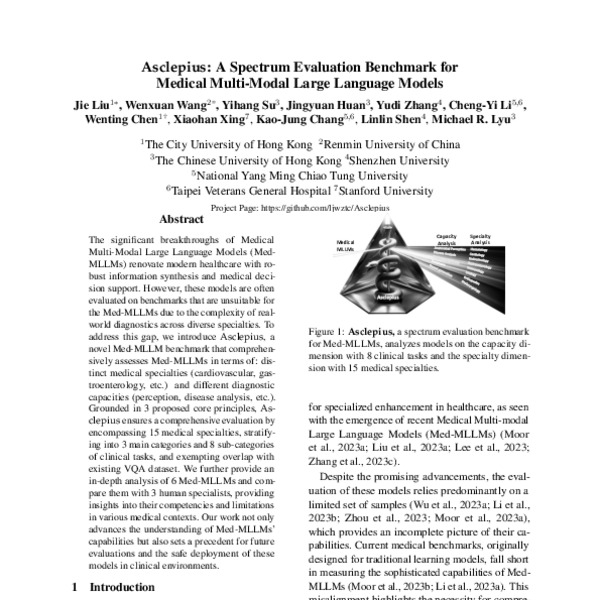 Asclepius: A Spectrum Evaluation Benchmark for Medical Multi-Modal Large Language Models - ACL ...