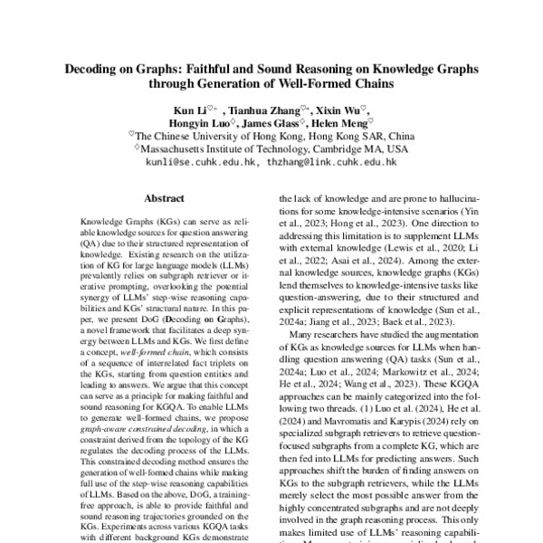 Decoding On Graphs Faithful And Sound Reasoning On Knowledge Graphs Through Generation Of Well