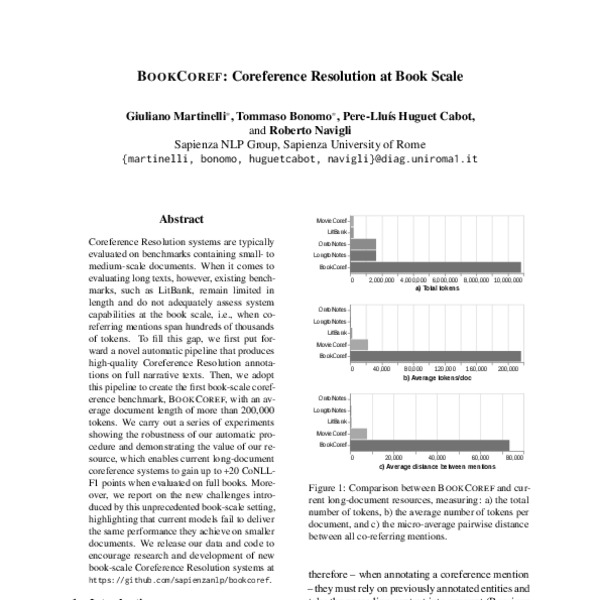 BOOKCOREF: Coreference Resolution at Book Scale - ACL Anthology