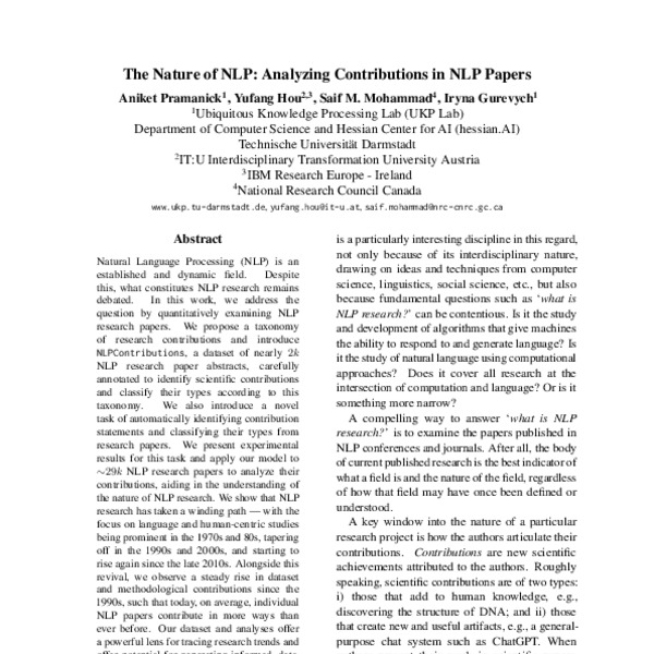 The Nature of NLP: Analyzing Contributions in NLP Papers - ACL Anthology