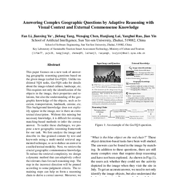 Answering Complex Geographic Questions by Adaptive Reasoning with Visual Context and External ...
