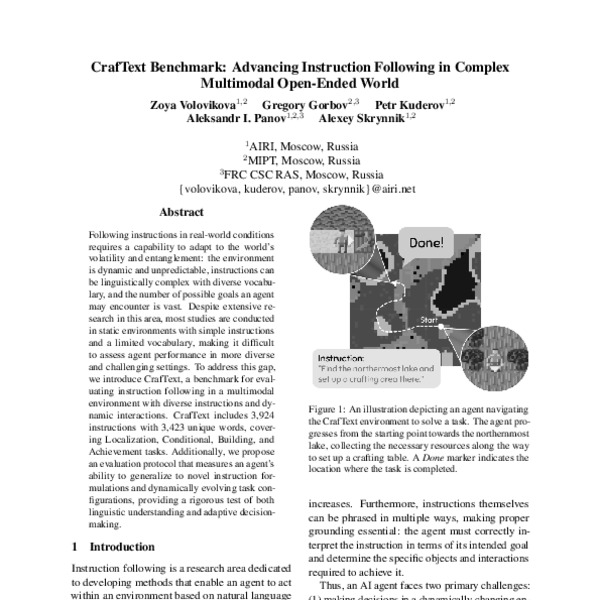 CrafText Benchmark: Advancing Instruction Following in Complex Multimodal Open-Ended World - ACL ...