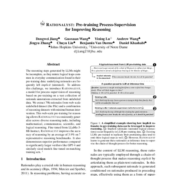 RATIONALYST: Pre-training Process-Supervision for Improving Reasoning - ACL Anthology