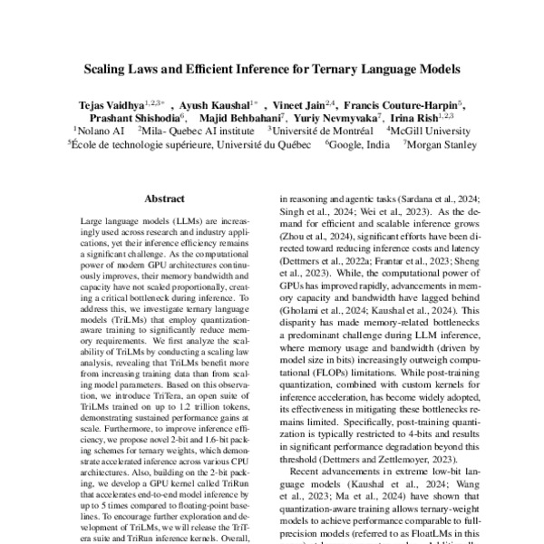 Scaling Laws and Efficient Inference for Ternary Language Models - ACL Anthology