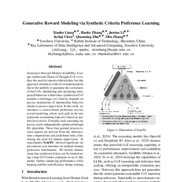 Generative Reward Modeling via Synthetic Criteria Preference Learning - ACL Anthology