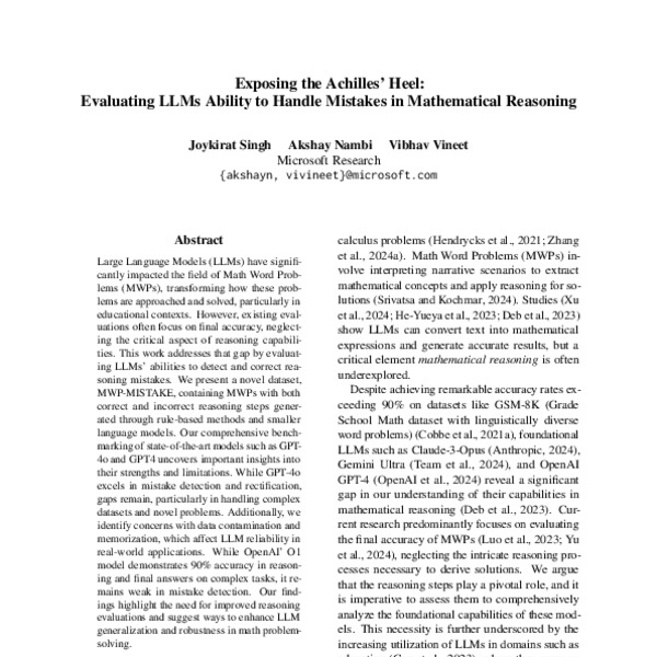 Exposing the Achilles’ Heel: Evaluating LLMs Ability to Handle Mistakes ...