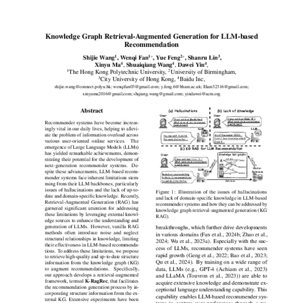 Knowledge Graph Retrieval-Augmented Generation for LLM-based Recommendation - ACL Anthology