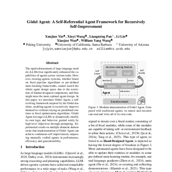 Gödel Agent: A Self-Referential Agent Framework for Recursively Self-Improvement - ACL Anthology