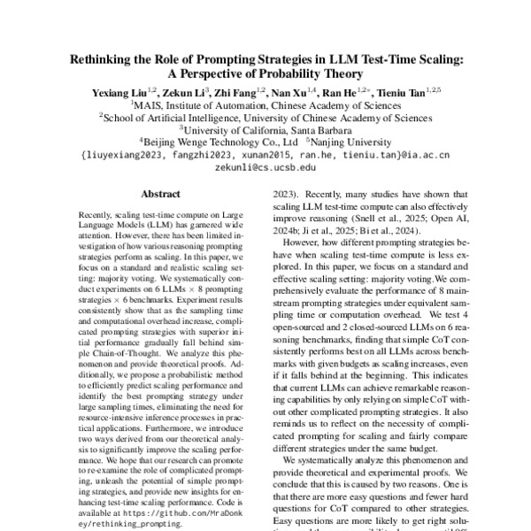 Rethinking the Role of Prompting Strategies in LLM Test-Time Scaling: A ...